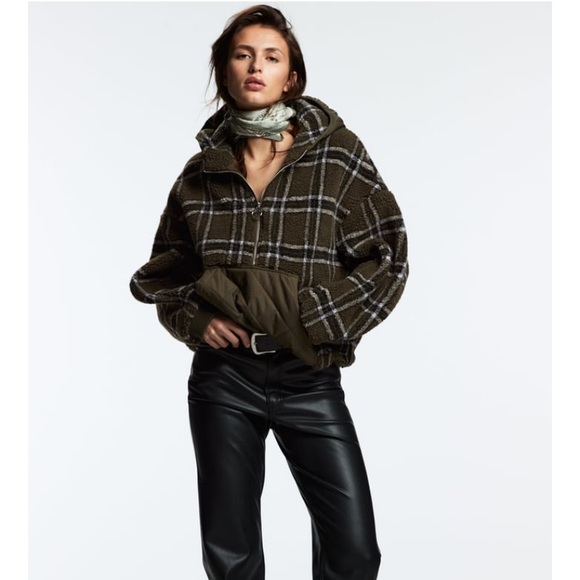 Zara | Jackets & Coats | Zara Combination Jacket With Pouch Pocket ...